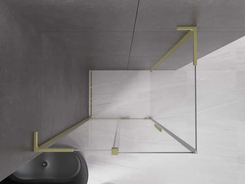 Mexen Velar L, sprchový kout s posuvnými dveřmi 100 x 120 cm, 8mm čiré sklo, zlatá matná, 871-100-120-03-55
