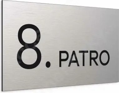 ACCEPT Označení podlaží "8. PATRO" - stříbrná tabulka - černý popis