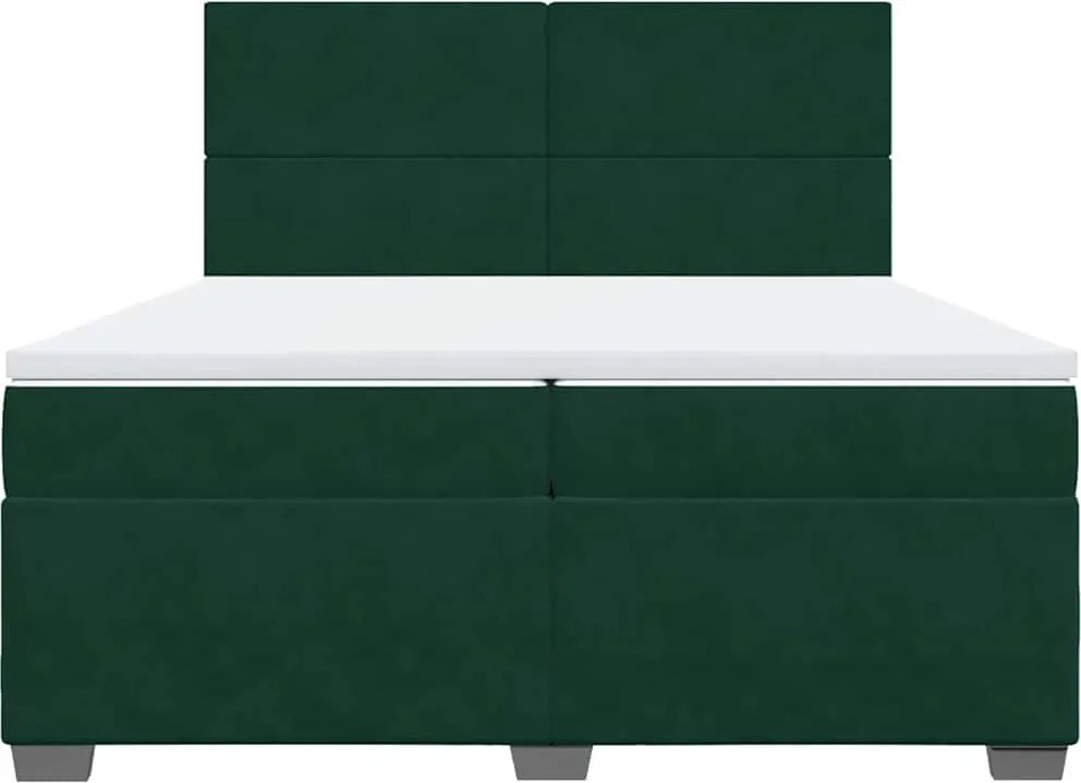 Box spring postel s matrací tmavě zelená 200x200 cm samet 3290999