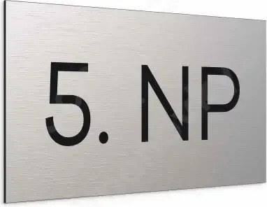 ACCEPT Označení podlaží "5. NP" - stříbrná tabulka - černý popis