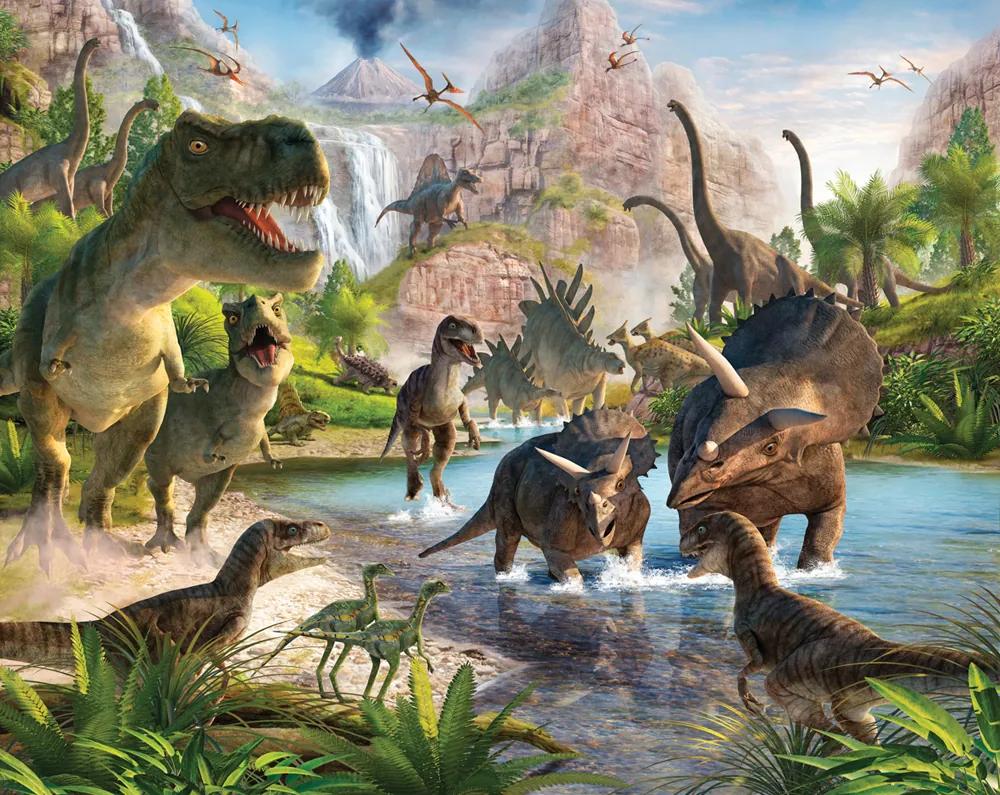 3D tapeta pro děti Walltastic - Dinosaur Land 305 x 244 cm