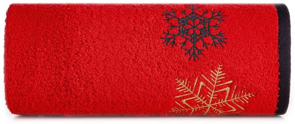Bavlněný vánoční ručník červený s vločkami Šírka: 50 cm | Dĺžka: 90 cm