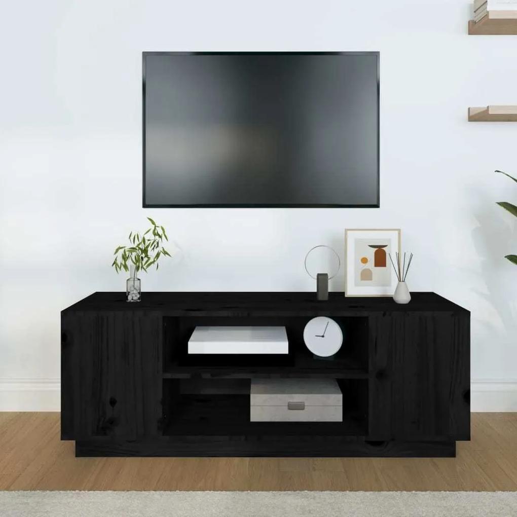 vidaXL TV skříňka 110 x 35 x 40,5 cm masivní borové dřevo [814413] Barva: Černá