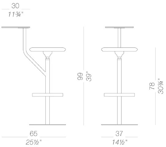 LAPALMA - Barová židle AARON S440 s dřevěným sedákem - 78 cm