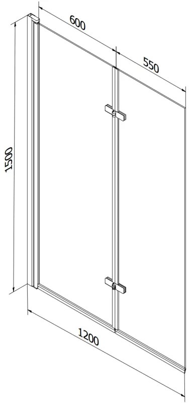 Mexen Cubik obdélníková vana 170 x 70 cms pláštěm 2-křídlovou zástěnou 120 cm, Průhledné, Chromovaná - 550317070X9212020100