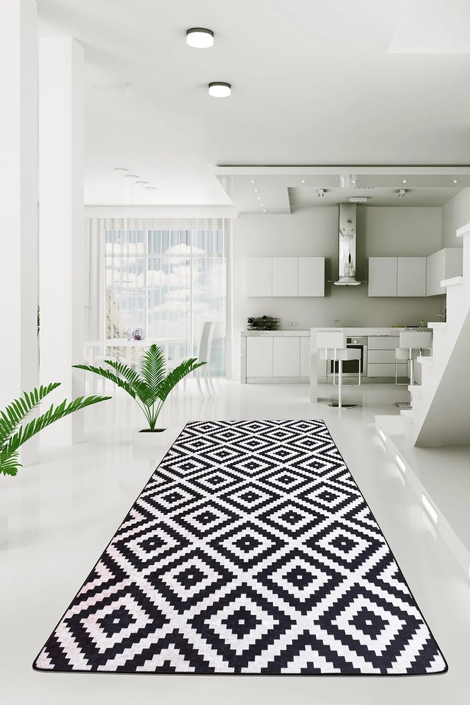 Conceptum Hypnose Kusový koberec Black White Djt, Černá, Bílá Rozměr koberce: 100 x 300 cm
