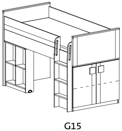 GIMMI G19 patrová postel (komplet G15 + G17) antracit/bílá