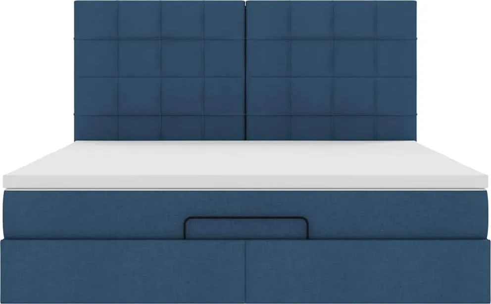 Osmanský rám postele s matrací modrá 160x200cm textil 3313174