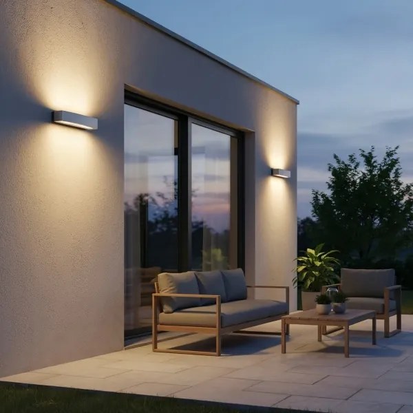 Ideal Lux - Venkovní nástěnné svítidlo ANDROMEDA 2xE27/60W/230V IP55 šedá