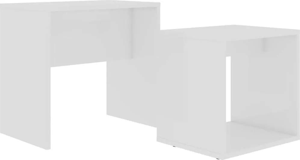 vidaXL Set konferenčních stolků 48 x 30 x 45 cm dřevotříska [802885] Barva: bílá s vysokým leskem