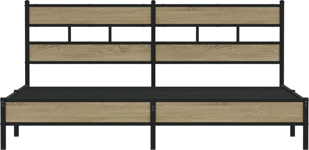 Kovový rám postele bez matrace dub sonoma 180 x 200 cm 3308495
