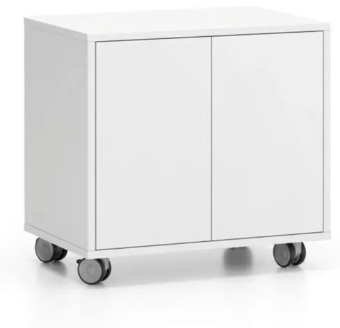 PLAN Pojízdná skříňka na kolečkách s dveřmi LAYERS, krátká, 600 x 400 x 575, bílá
