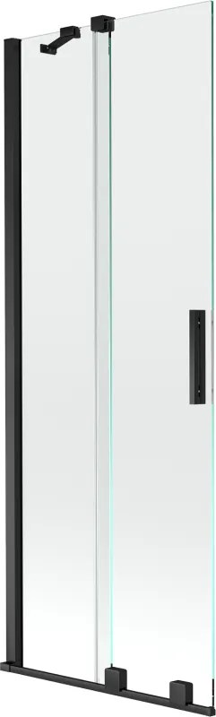 Mexen Velar, 2-křídlová posuvná vanová zástěna 75 x 150 cm, 8mm čiré sklo, černá matná, 896-075-000-01-70