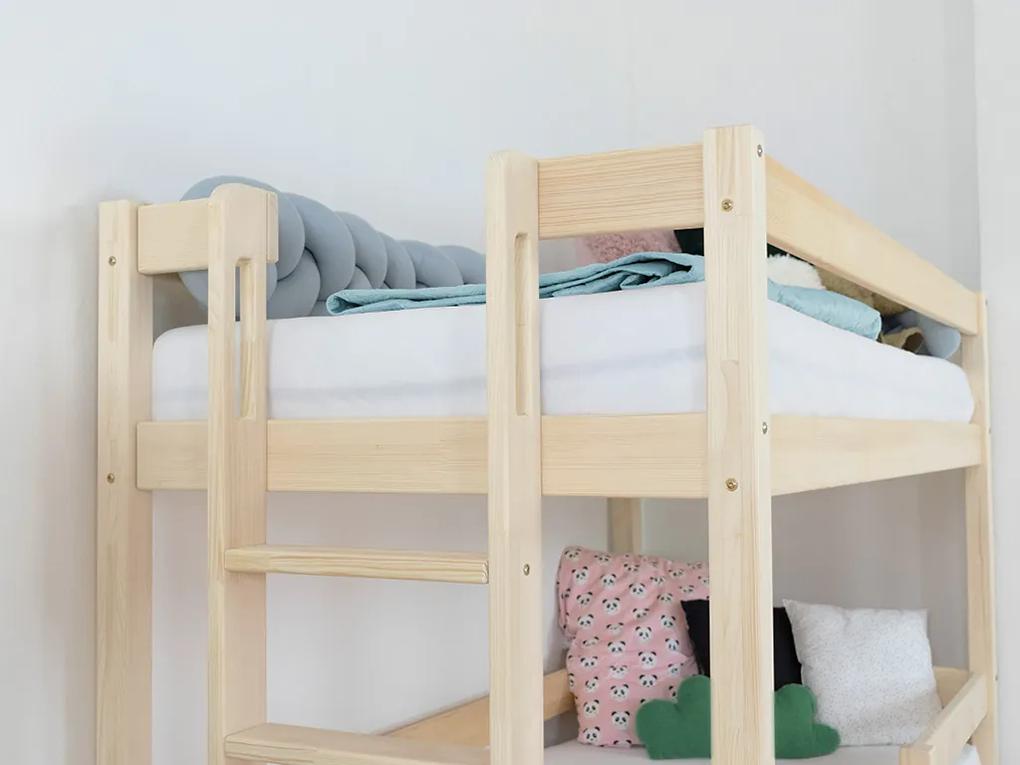 Benlemi Sada: Patrová postel ULURU s dřevěným úložným šuplíkem BUDDY na kolečkách Zvolte barvu: Tmavě šedá, Varianta: S roštem