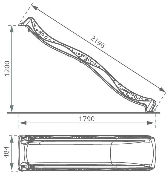 4iQ Dětská skluzavka 120 cm, délka 220 cm MODRÁ