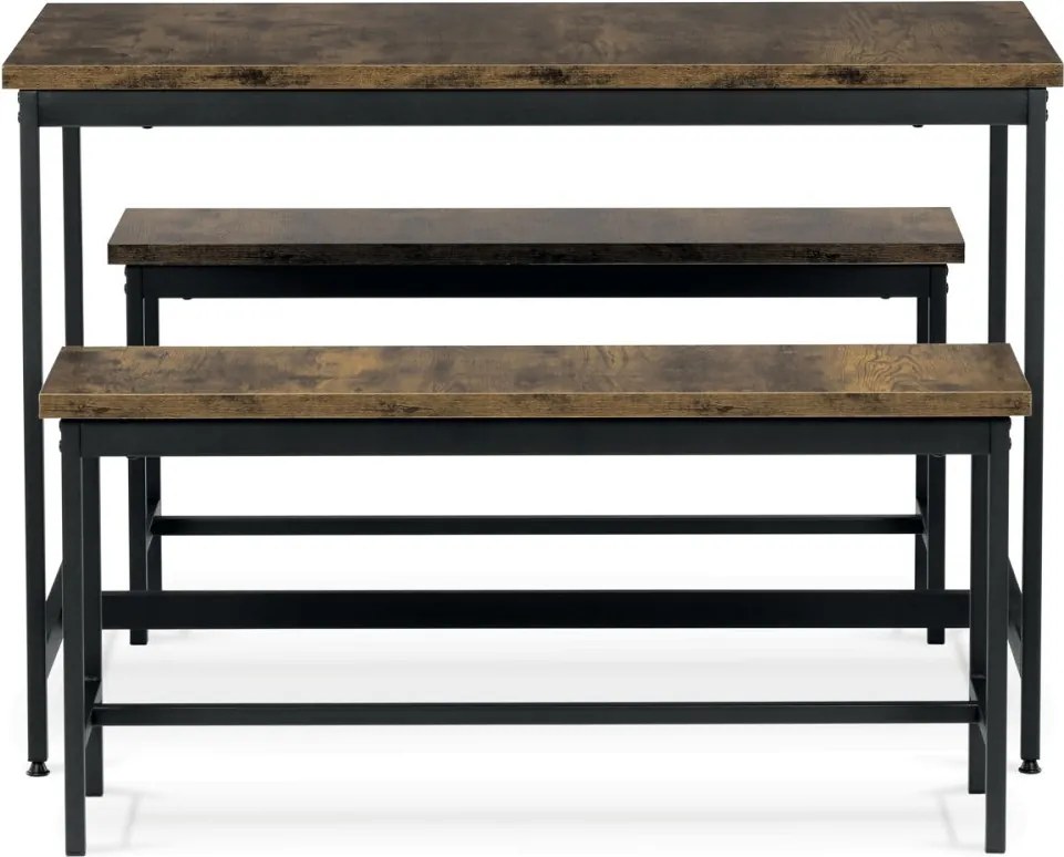 Jídelní set 1+2, rozměr stolu, rozměr lavice 98x30x47, MDF, barva staré dřevo (110 x 60) cm