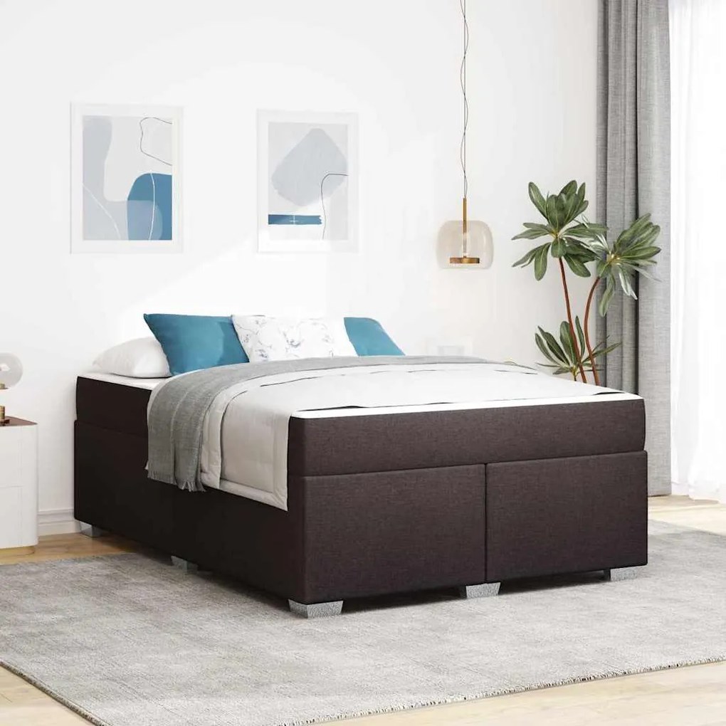 Rám postele s matrací Tmavě hnědá 140 x 200 cm textil 3399190