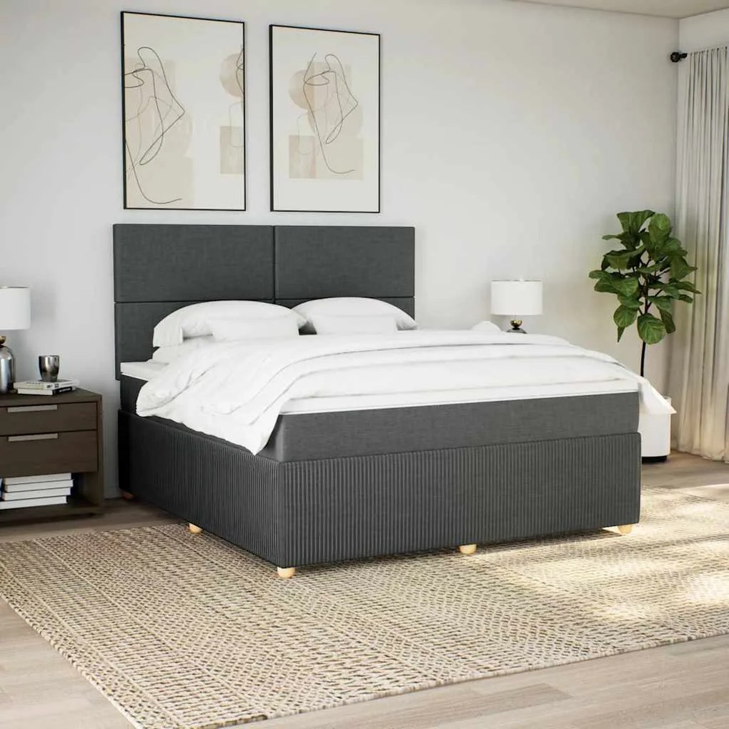 Box spring postel s matrací tmavě šedá 180x200 cm textil 3292129