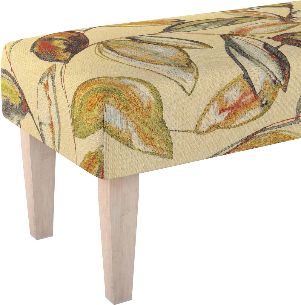 Dlouhá lavička 100x40cm barva béžová látka pletený vzor, vzorované