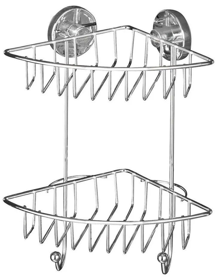 WENKO 20888100-Rohový regál VACUUM-LOC RUND STAH 22,5x29,5 cm lesk. chrom