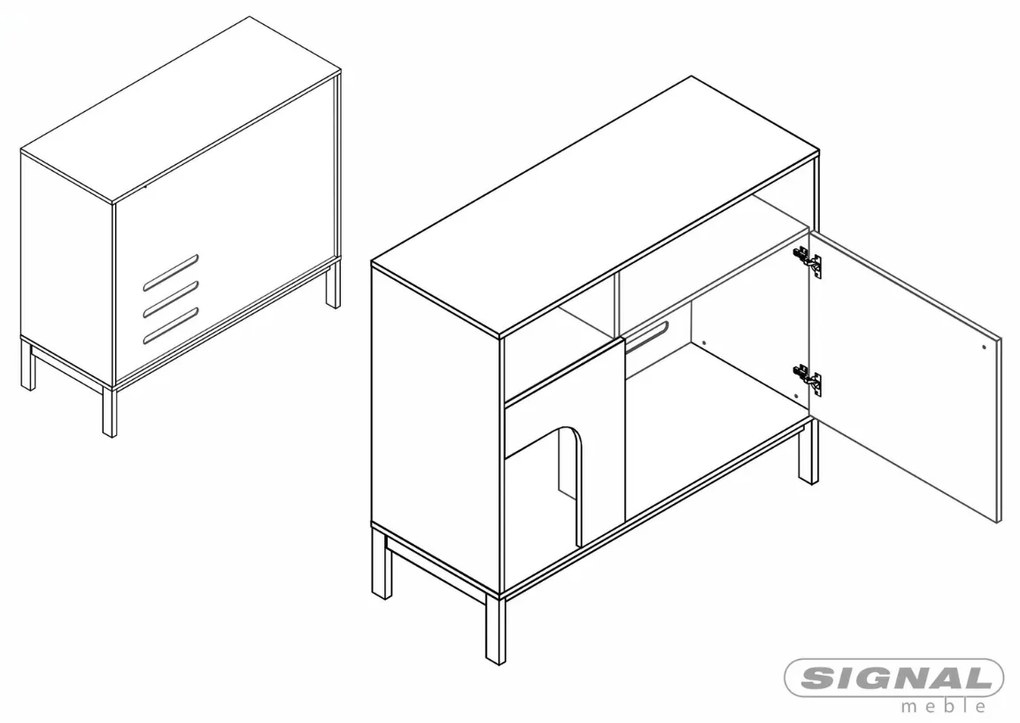 Komoda Frost II 100 cm krémová/alpský dub