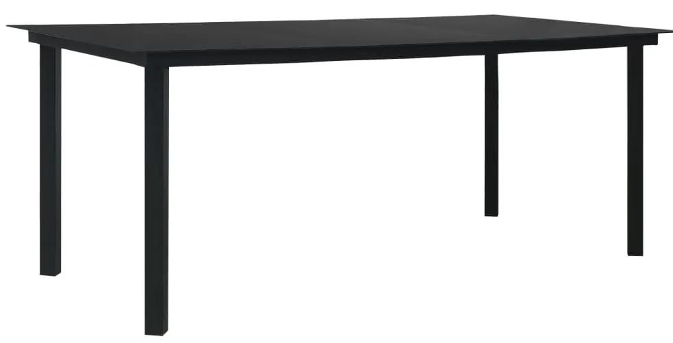 312163 vidaXL Zahradní jídelní stůl černý 190 x 90 x 74 cm ocel a sklo