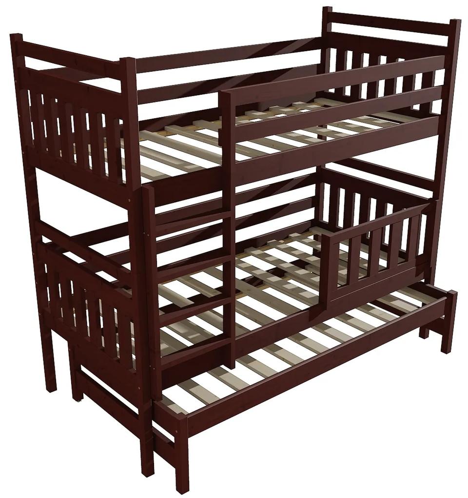 Vomaks Patrová postel s výsuvnou přistýlkou PPV 004 se zábranou Rozměr: 80 x 180 cm, Barva: moření dub, Prostor mezi lůžky: 80 cm