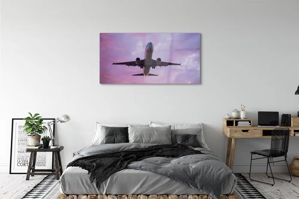 akrylový obraz Mraky obloha letadlo 125x50 cm