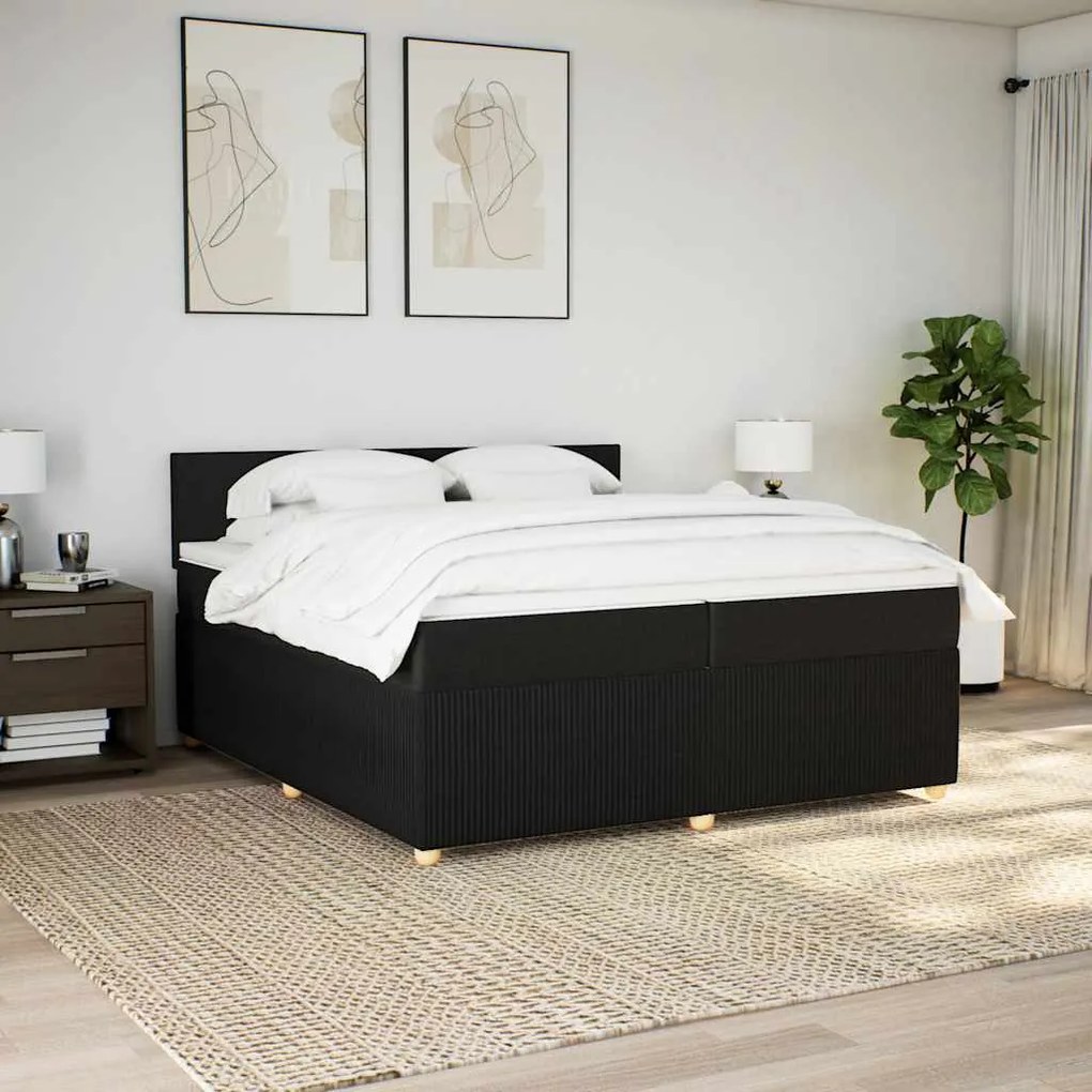 Box spring postel s matrací černá 200x200 cm textil 3289858