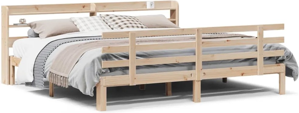 Rám postele s čelem 200 x 200 cm masivní borové dřevo 3306861