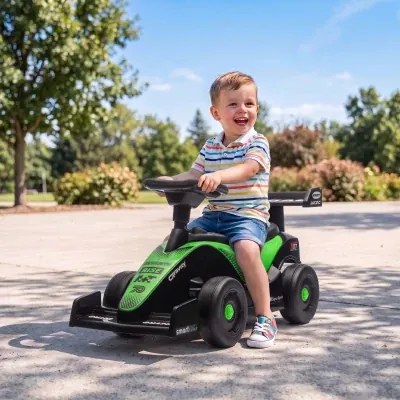 AIYAPLAY dětské odrážedlo F1, odrážedlo s hudebním volantem, tichými koly a úložným prostorem, 18-36 měsíců, zelené