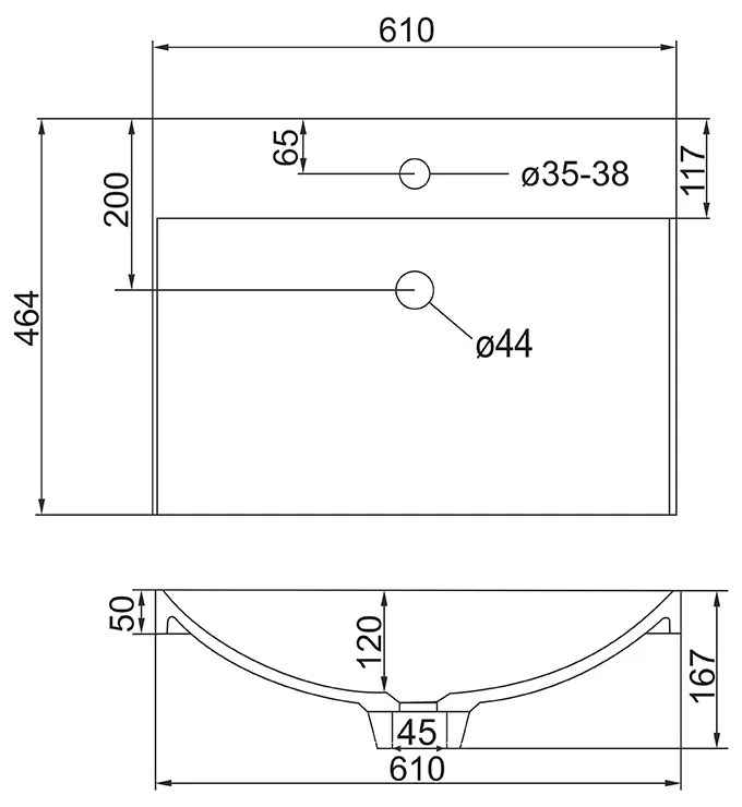 Mereo Opto koupelnová skříňka s umyvadlem z litého mramoru 61 cm černá CN940M