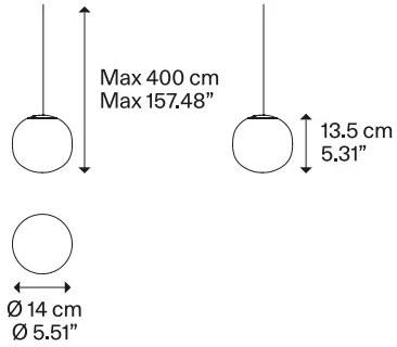 Lodes Volum 14, závěs z bílého foukaného skla, 1x15W E14, prům.14cm