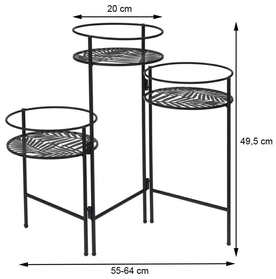 STOJAN NA KVĚTINÁČ TRIPLE 49,5X64X20 CM ČERNÁ
