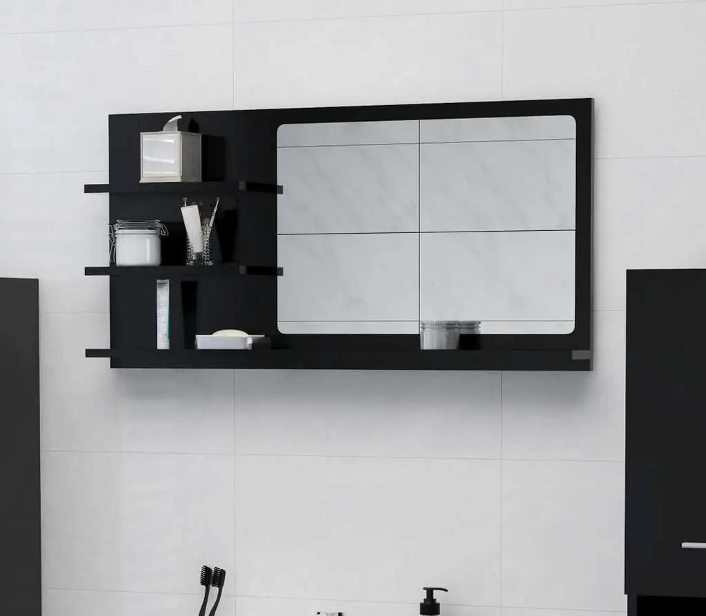vidaXL Koupelnové zrcadlo 90 x 10,5 x 45 cm dřevotříska [805022] Barva: černá s vysokým leskem