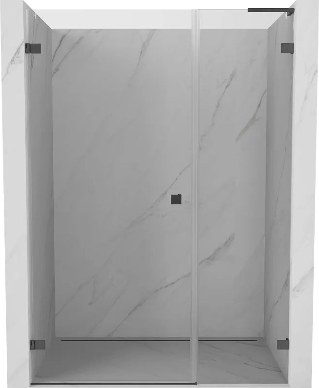Mexen Lunar-B, L Otočné levé sprchové dveře 125 cm, 8mm čiré sklo, broušený grafit profil, 832SL-125-050-66-00-L