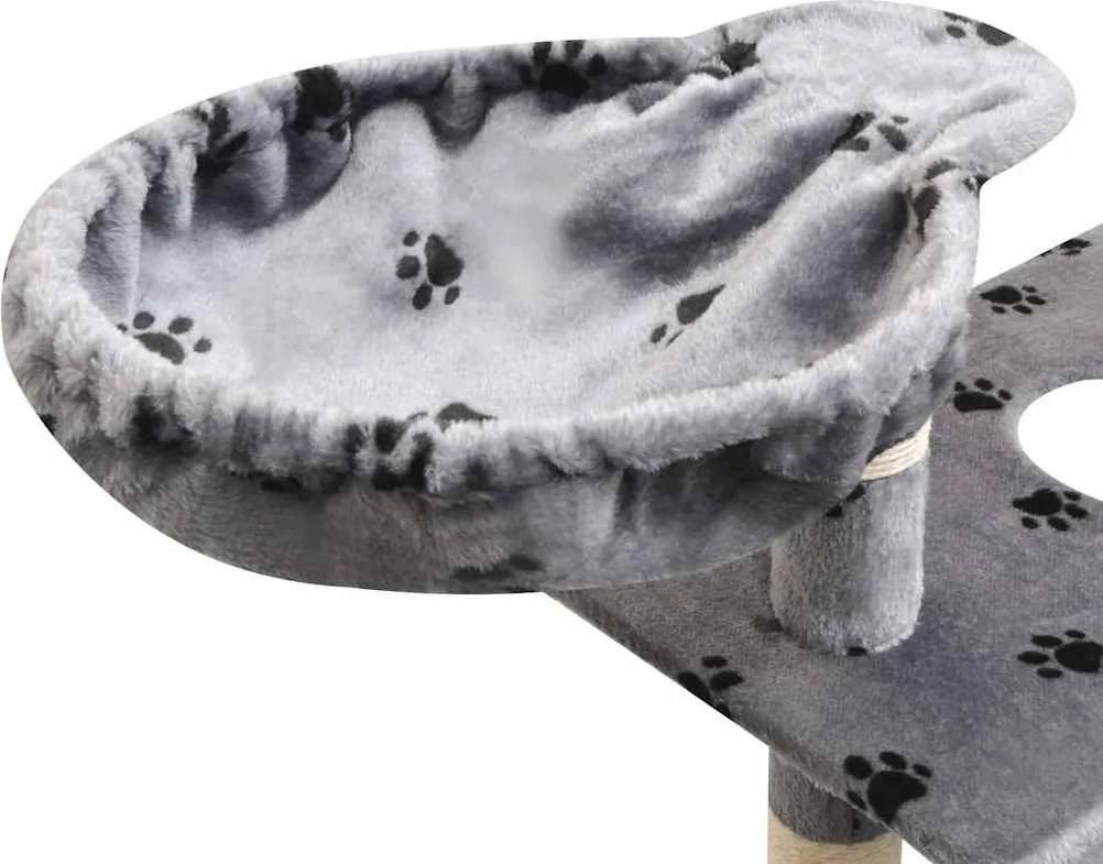 Škrabadlo pro kočky, sisalové sloupky 150 cm šedá potisk tlapek 170486