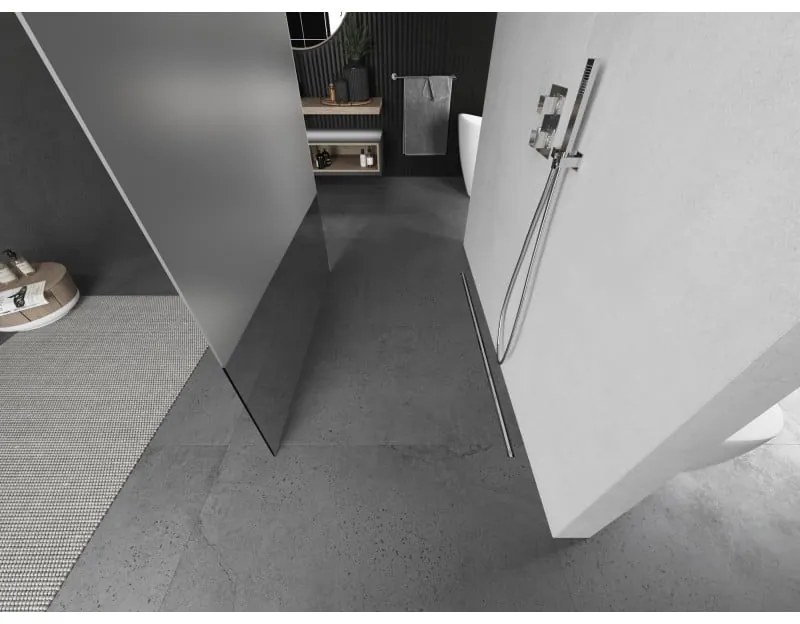 Mexen Kioto, sprchová zástěna Walk-In 100 x 200 cm, 8mm čiré sklo-námraza, broušená ocel profil, 800-100-002-97-35