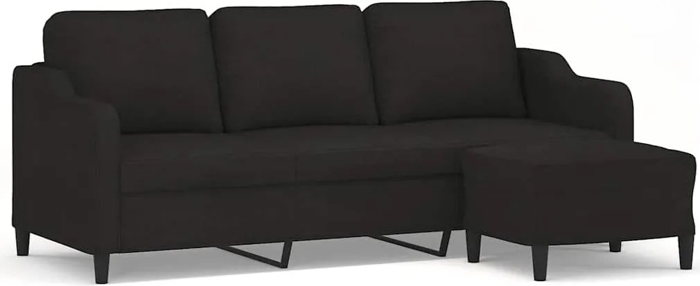 3místná pohovka s podnožkou černá 180 cm textil 3201139
