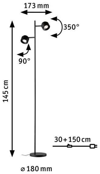 Paulmann 79775 - 2xLED/3W Stmívatelná stojací lampa PURIK PANE 230V