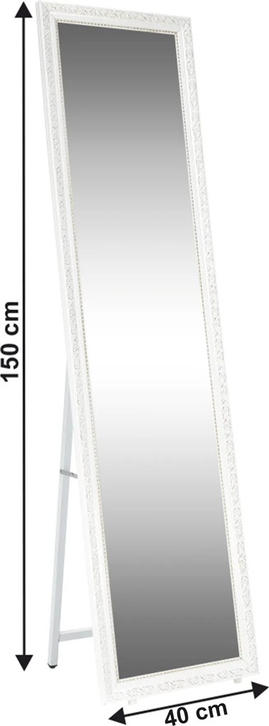 Kondela Stojanové zrcadlo, bílá/bílo zlatý ornament, LAVAL
