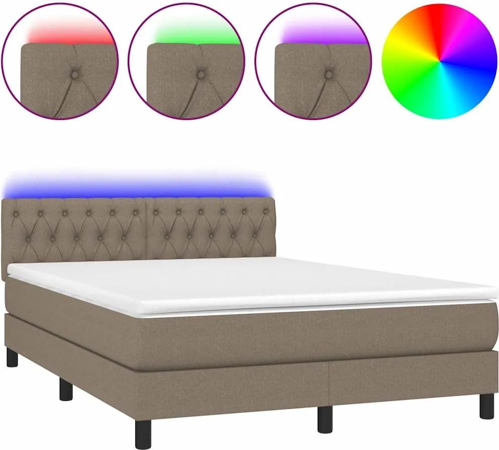 Box spring postel s matrací a LED taupe 140x200 cm textil 3133401