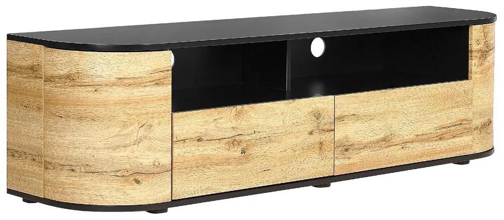 Televizní stolek světlé dřevo/ černý JEROME Beliani