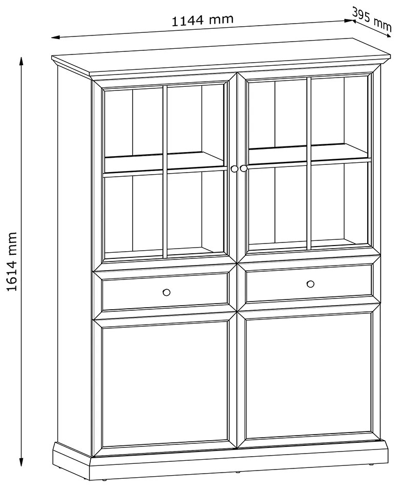 LUCCA b | vitrína W4D2S | 114,4 cm | bílá