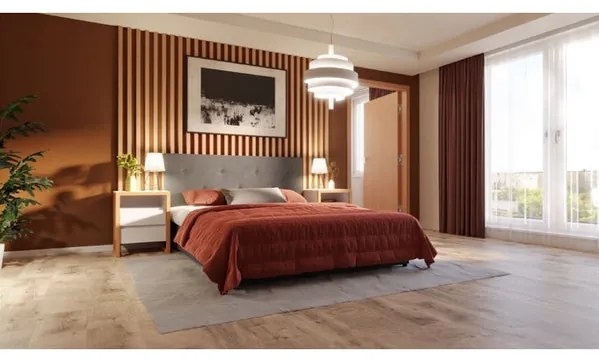 Čalouněná postel New Zofie 160x200, šedá, včetně matrace