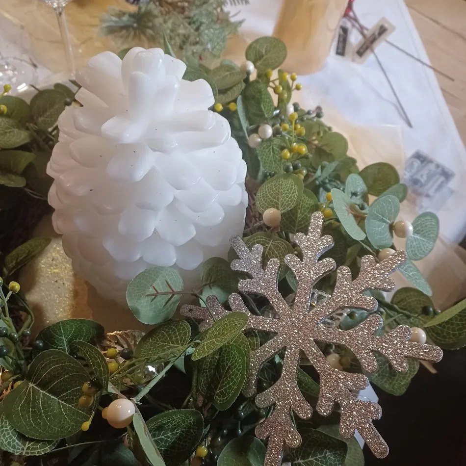 Vánoční ozdoba vločka IV, pr. 15 cm, stříbrná, překližka, venkovní