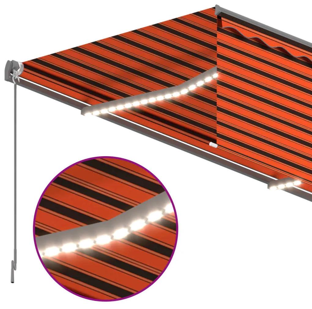 Automatická markýza roleta LED senzor větru 4x3 m oranžovohnědá,  3069435