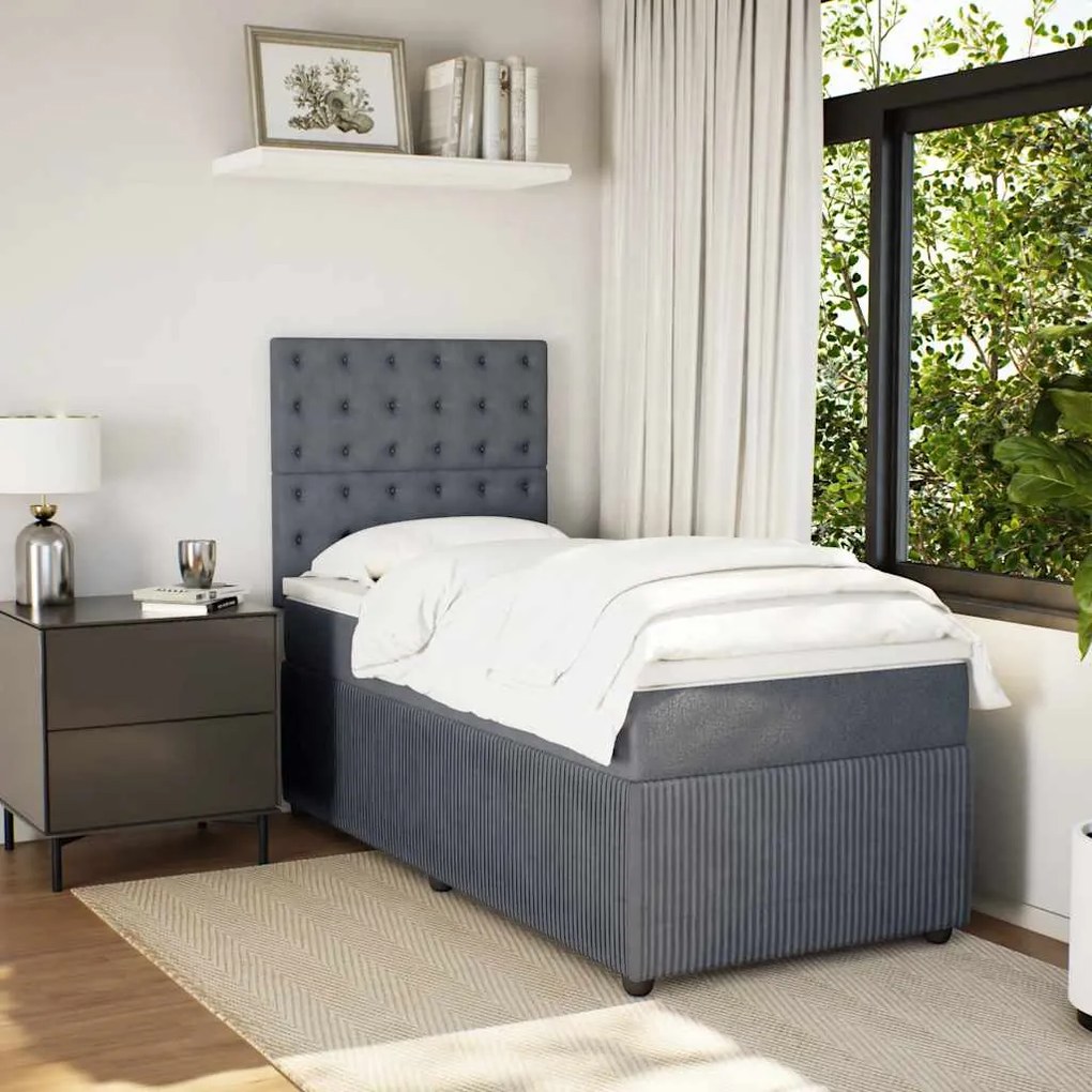 Box spring postel s matrací tmavě šedá 100x200 cm samet 3294575