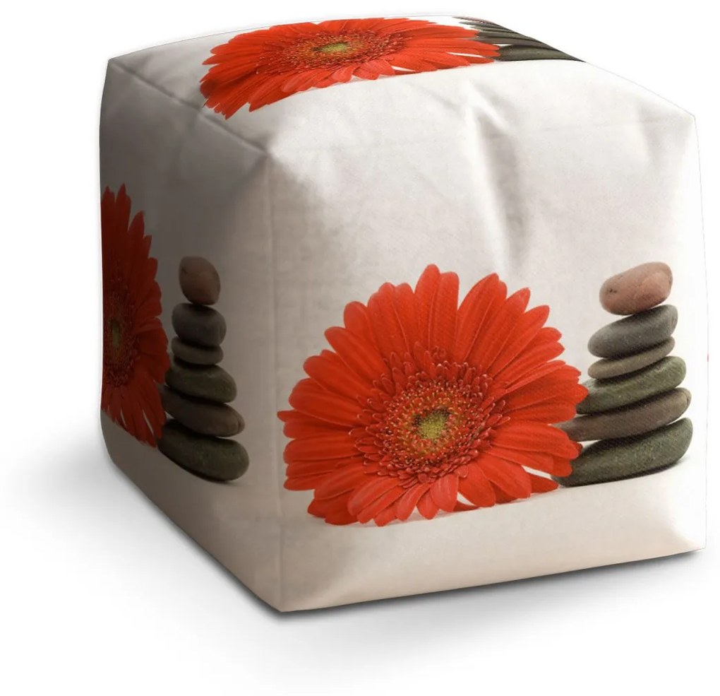 Sablio Taburet Cube Gerbera s kameny: 40x40x40 cm