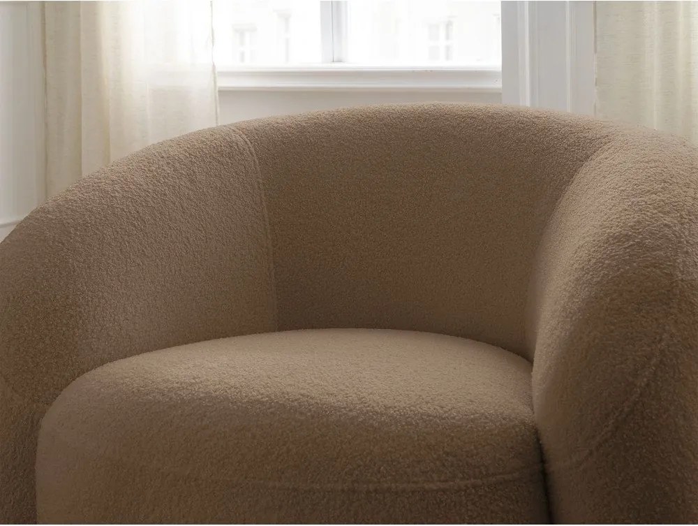 Hnědé otočné křeslo z textilie bouclé Elina – Bobochic Paris